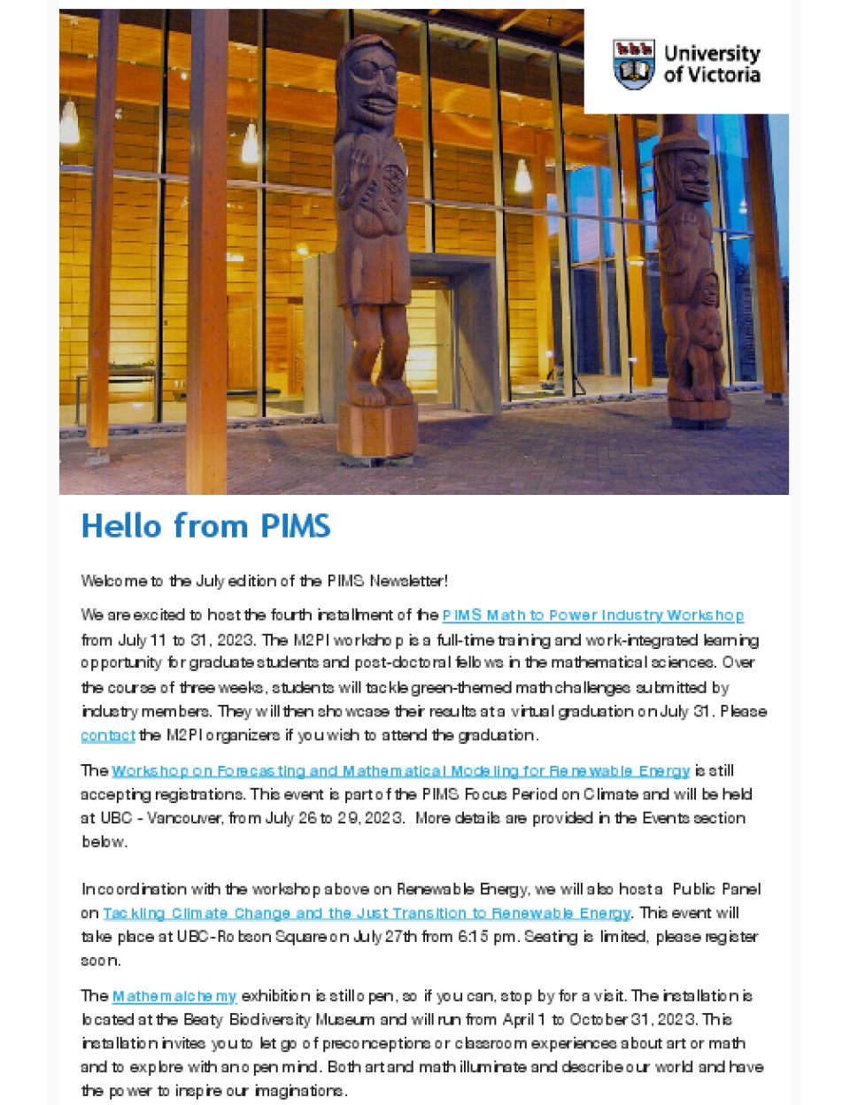 PIMS Connection - July 2023 | PIMS - Pacific Institute for the Mathematical Sciences
