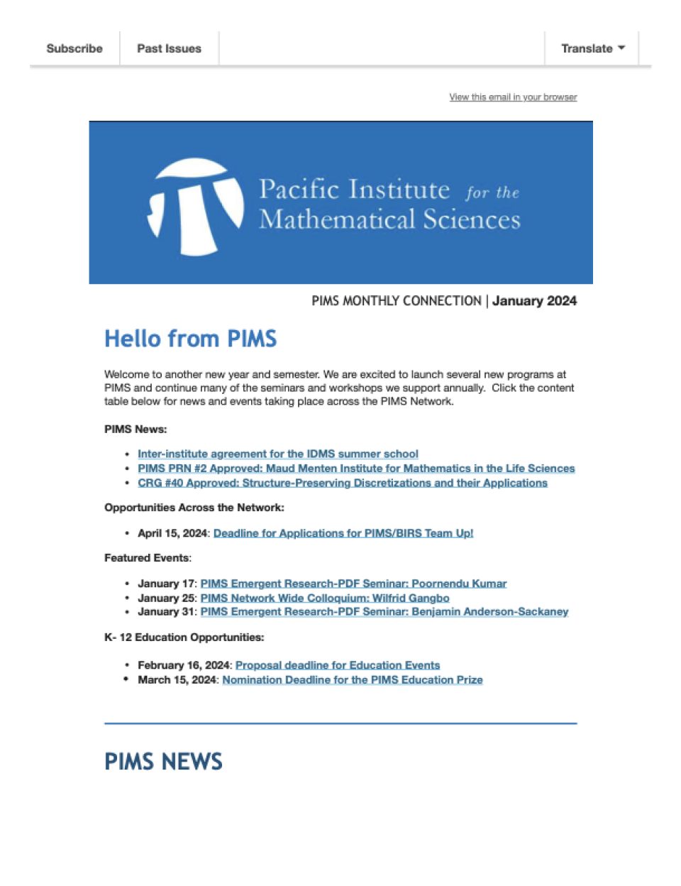PIMS Connection January 2024 | PIMS - Pacific Institute for the ...