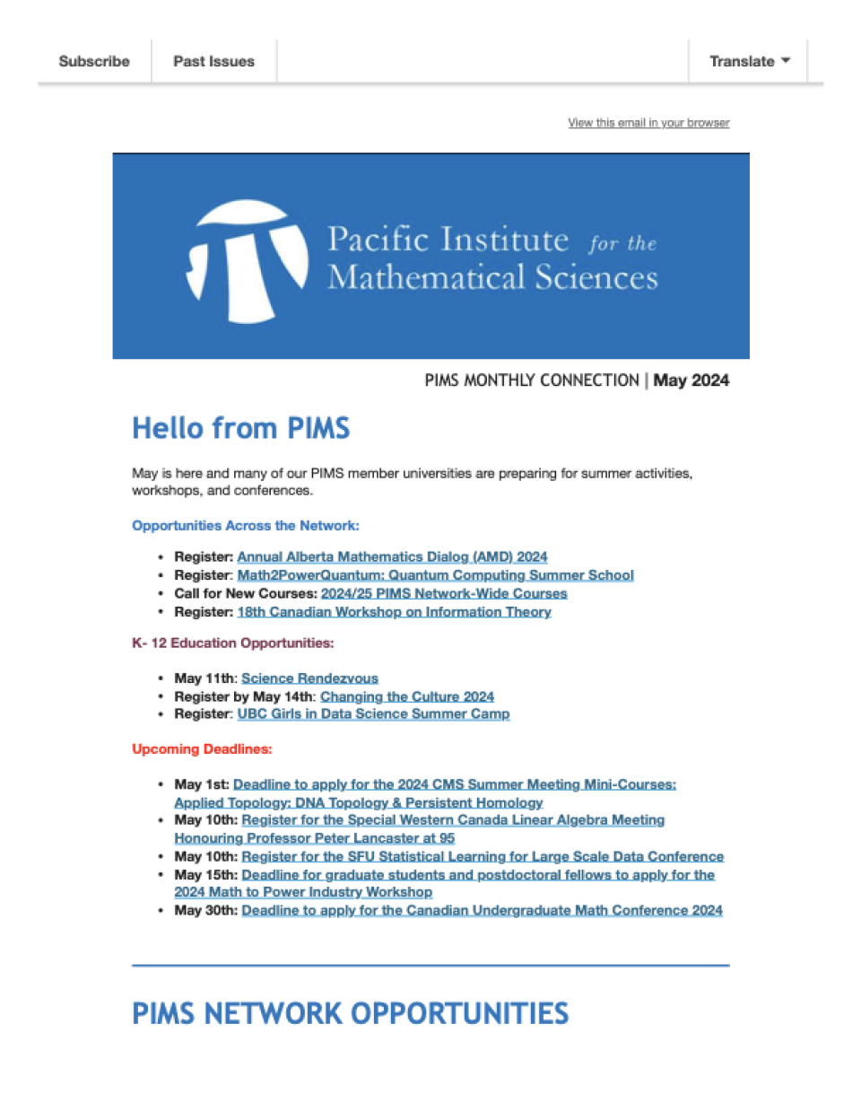 PIMS Connection May 2024 | PIMS - Pacific Institute for the ...